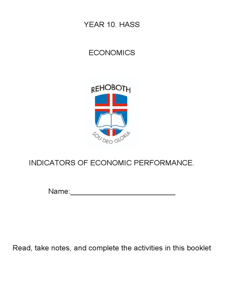 Yr.10 Econs - Wk1 - WK 2 (Homework) - Indicators of Economic ...