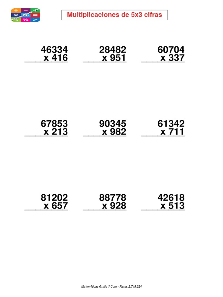 Multiplicaciones de 5x3 Cifras (1) | PDF
