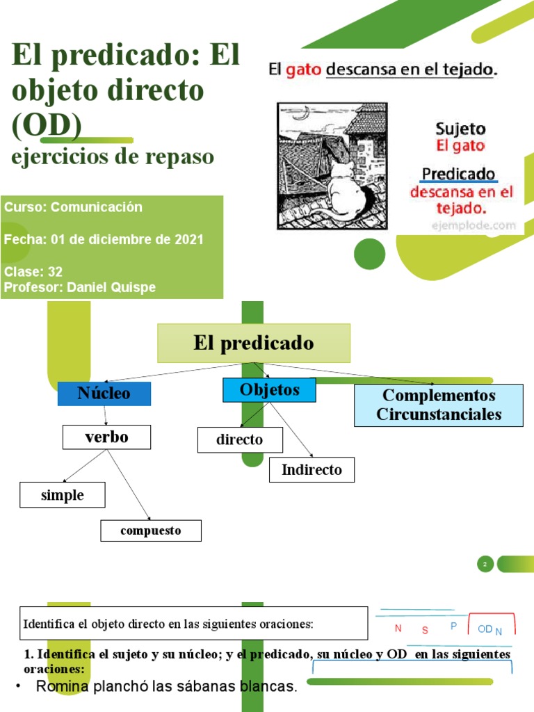 Complementos del predicado Objeto directo ejercicios de repaso | PDF