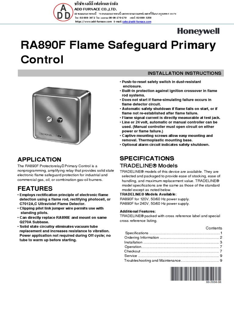 Honeywell RA890F Burner Controller Guide | PDF | Vacuum Tube | Ignition ...