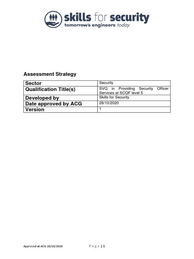 (04082021 1340) 021120 Psos SVQ 5 Assessment Strategy Oct 2020 (2) Sqa Approved | PDF ...