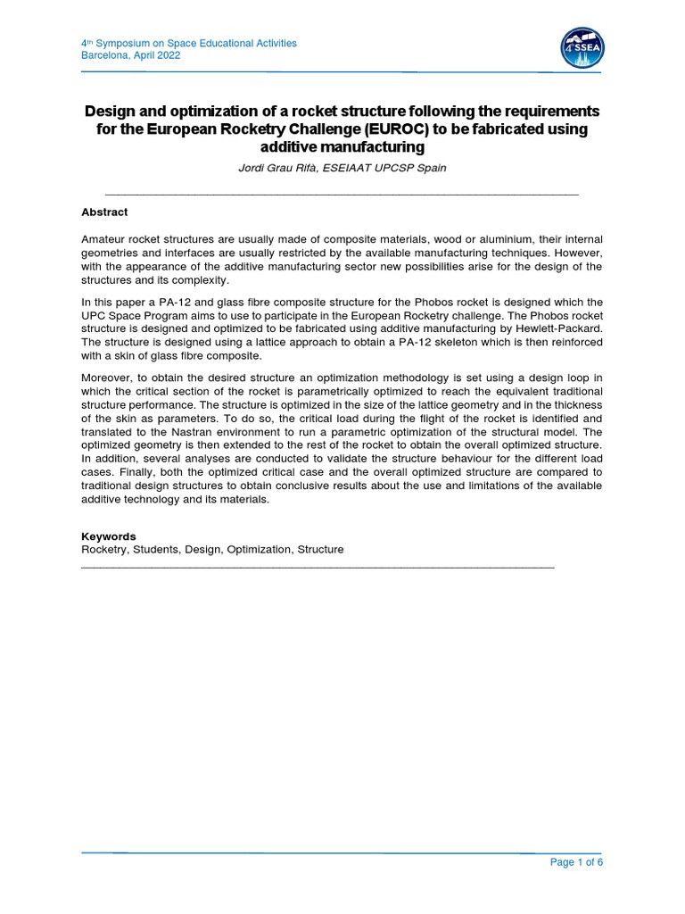 Design and Optimization of A Rocket Structure Foll | PDF | Composite ...