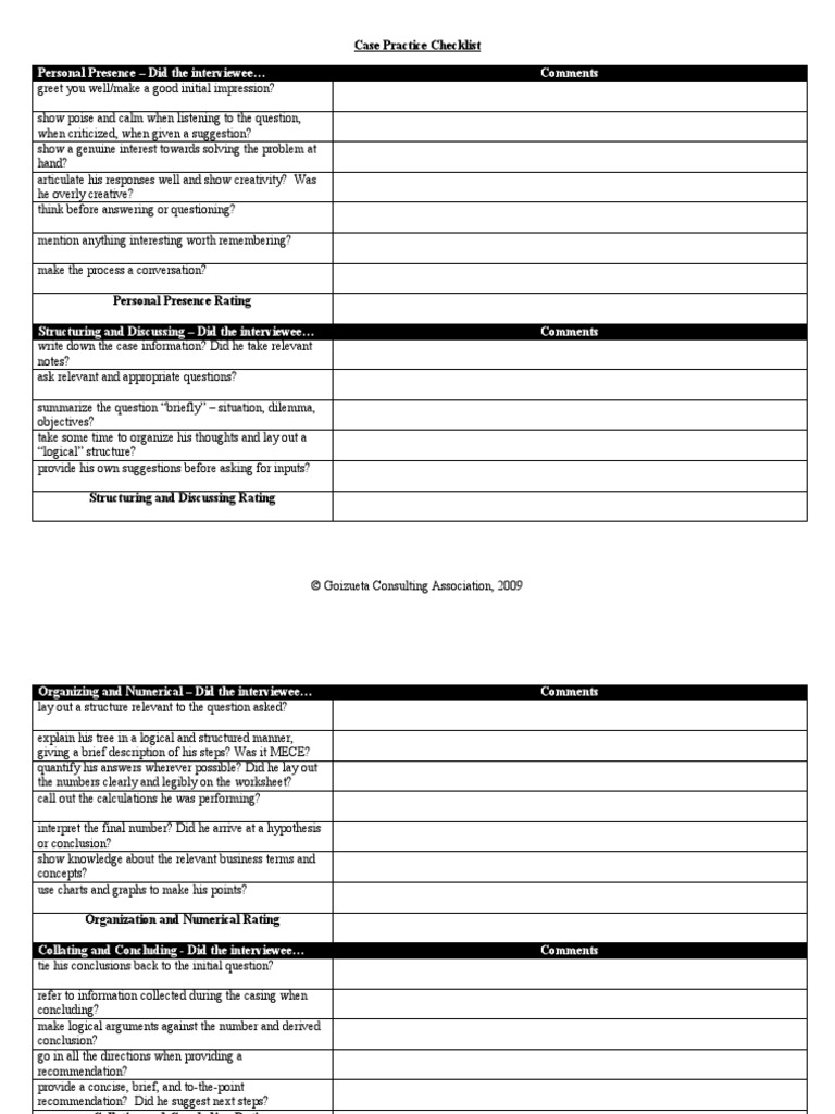 Case Practice Checklist | PDF