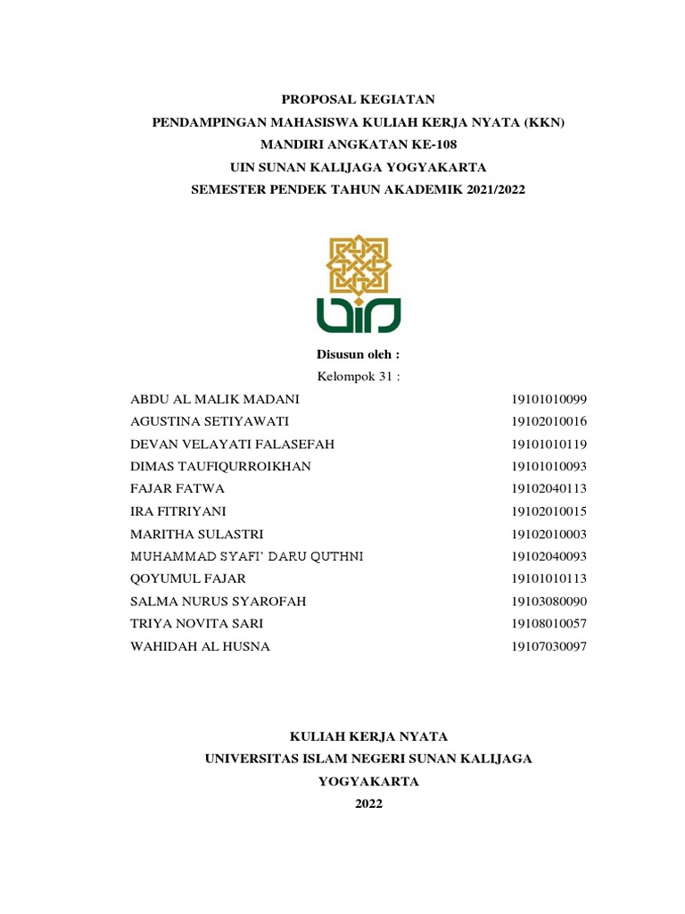Proposal Kegiatan Kkn Pdf