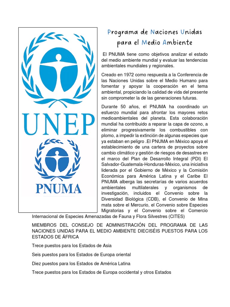 Objetivos del PNUMA y su Impacto Ambiental | PDF | Programa del Medio ...