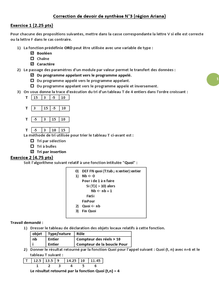 Correction de Devoir de Synthèse N3-2019 | PDF | Programme informatique | Programmation