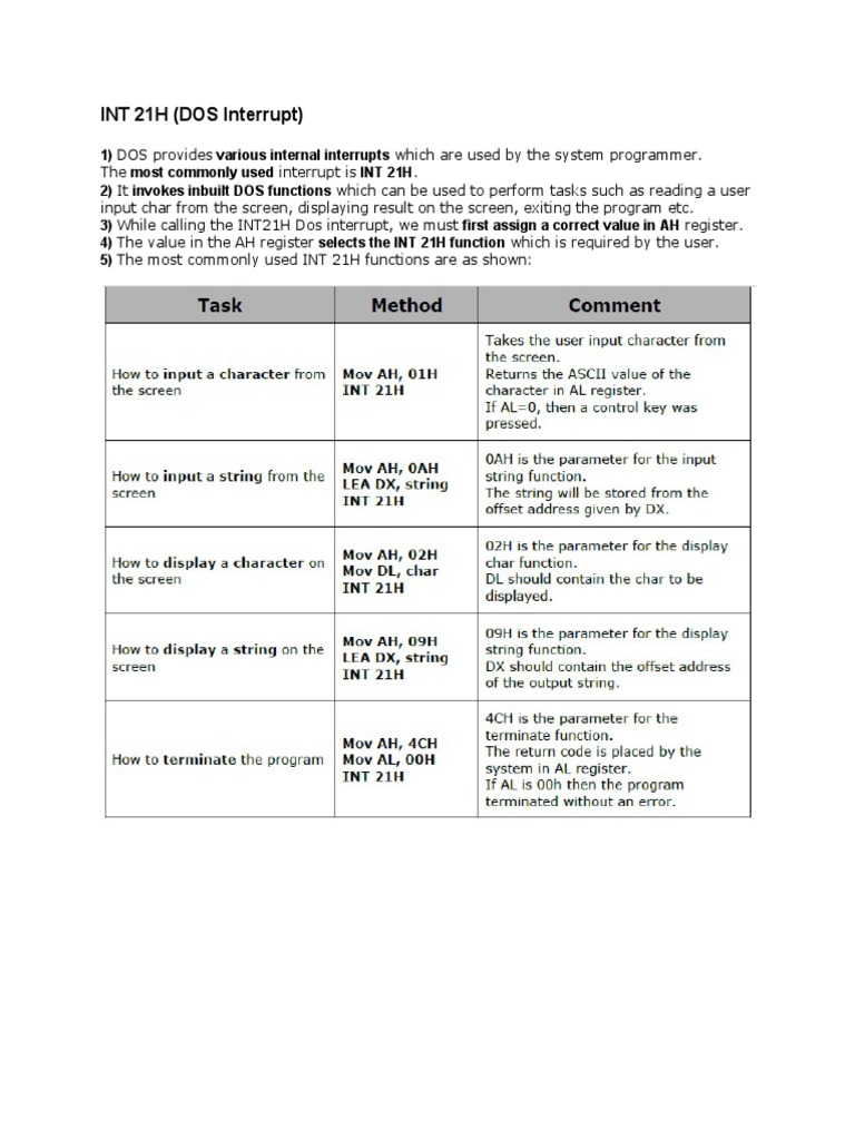 DOS Interrupt | PDF