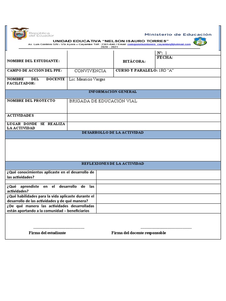 Modelo de Bitacora N1 | PDF