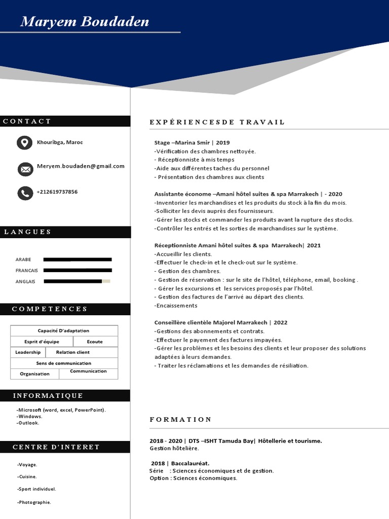 Compétences et Expériences en Hôtellerie | PDF | Hôtel | Secteurs du ...