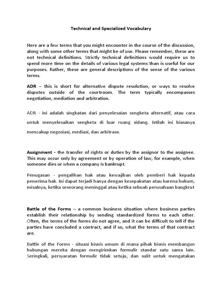 Technical and Specialized Vocabulary | PDF | Common Law | Precedent