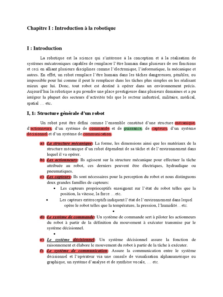 Introduction à la robotique et ses types | PDF | Robot | Robotique
