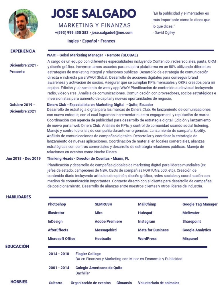CV Jose Salgado | PDF | Marketing | Publicidad