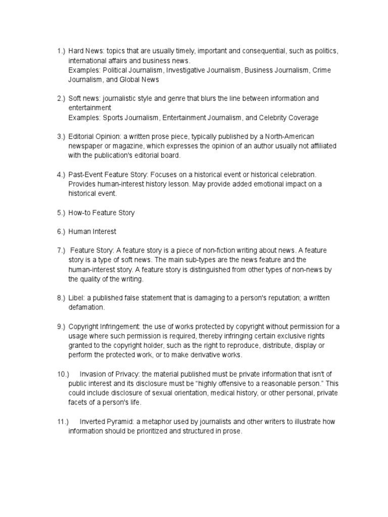 Journalism Vocabulary | PDF