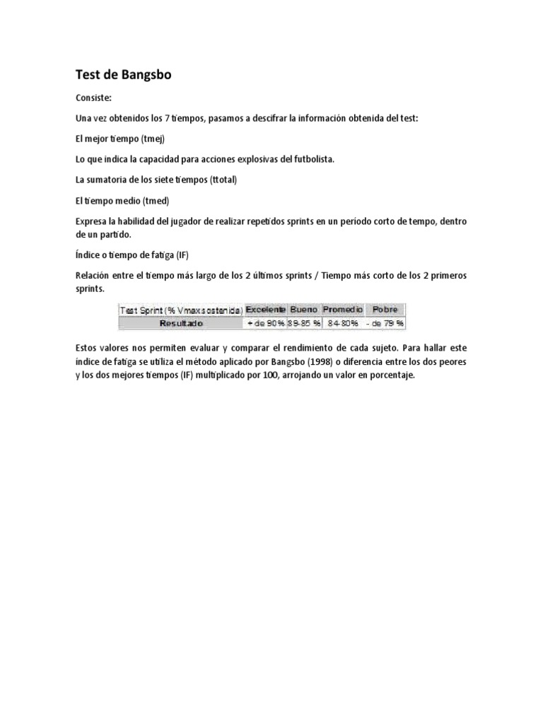 Test de Bangsbo | PDF | Deportes