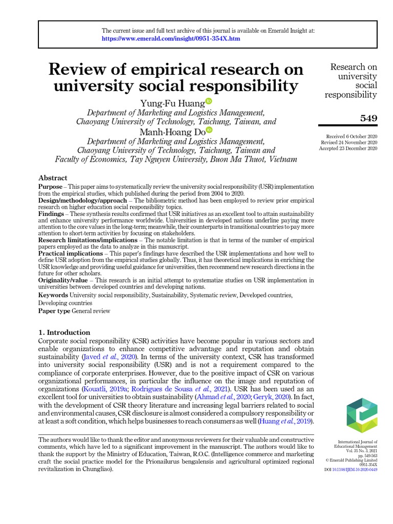 Review of Empirical Research o | PDF | Corporate Social Responsibility ...