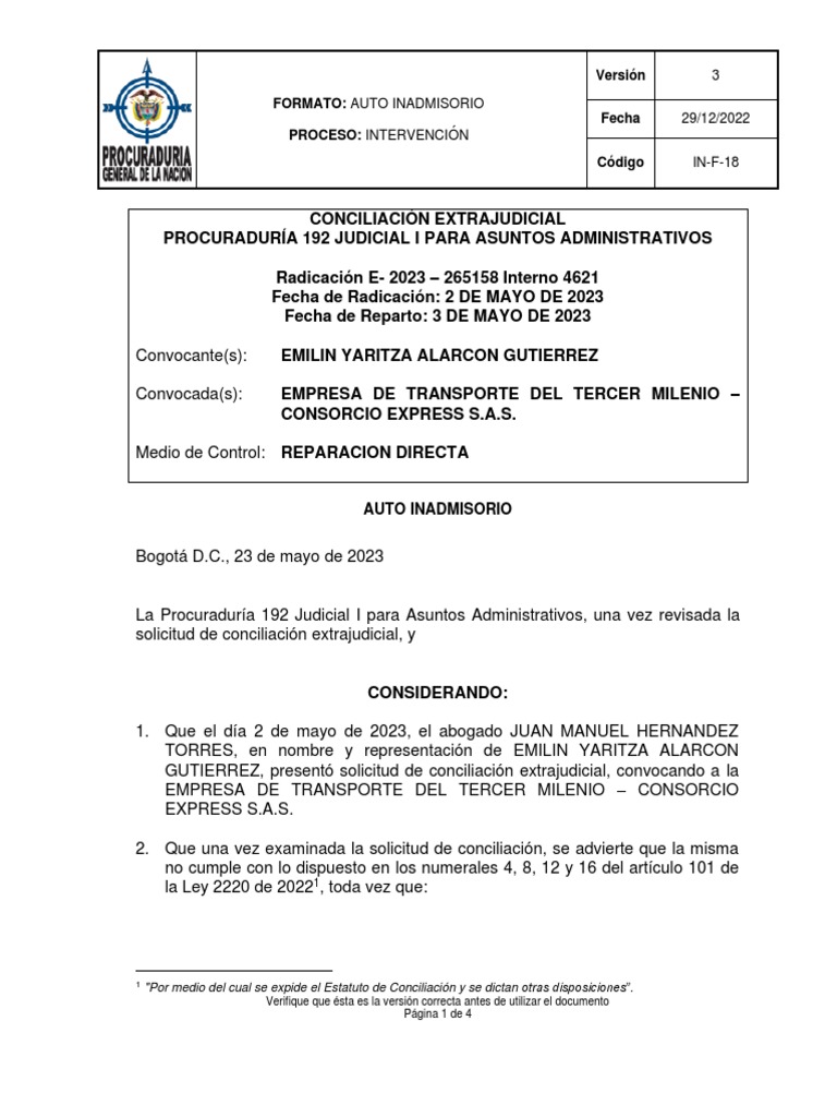 Inadmisorio 4621 | PDF | Gobierno | Justicia