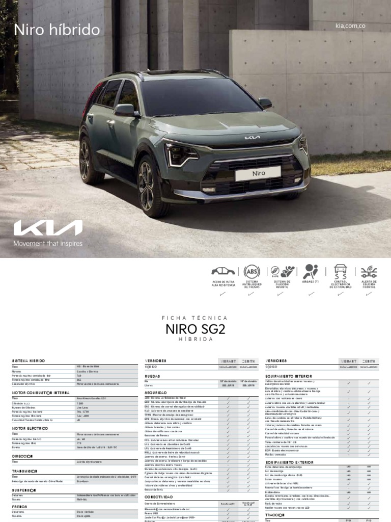 Ficha Tecnica Niro V4 Ec390040ac | PDF | Diodo emisor de luz | Sistema de freno antibloqueo