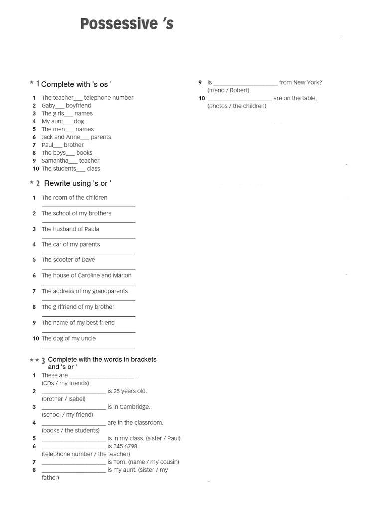 SSSG Inglese Possessive 'S | PDF