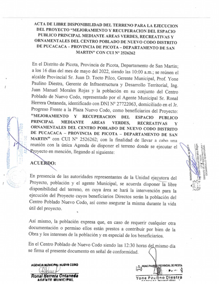 Acta de Libre Disponibilidad de Ter | PDF