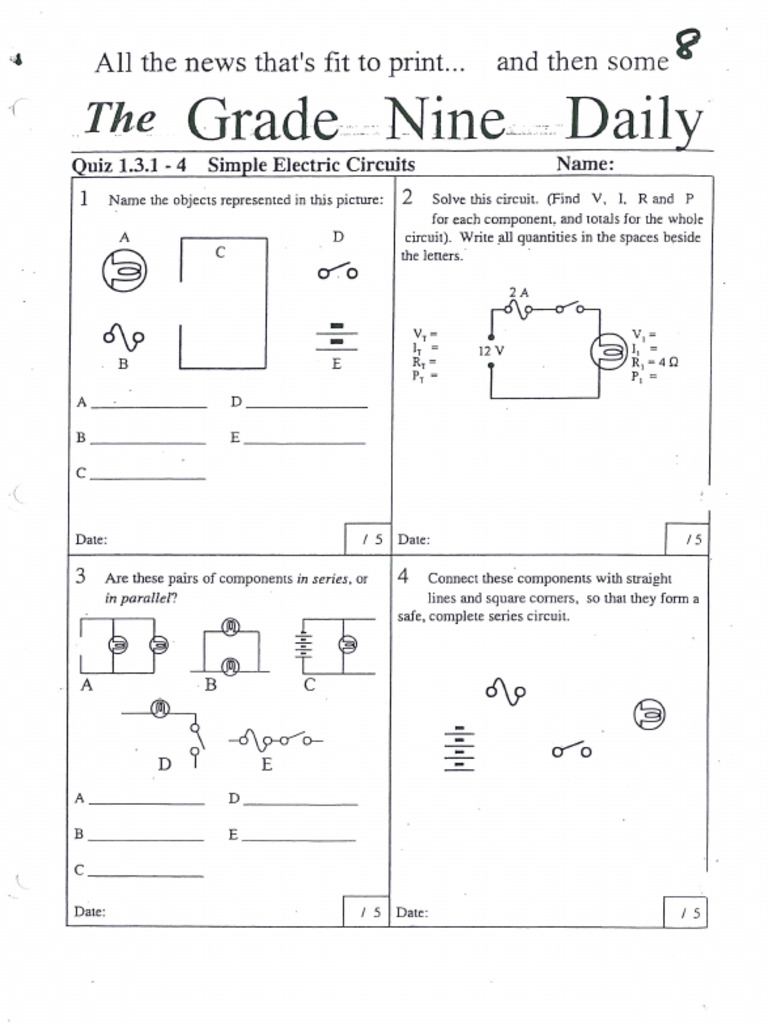 14 - Worksheet Calculations, Series and Parallel Circuits | PDF