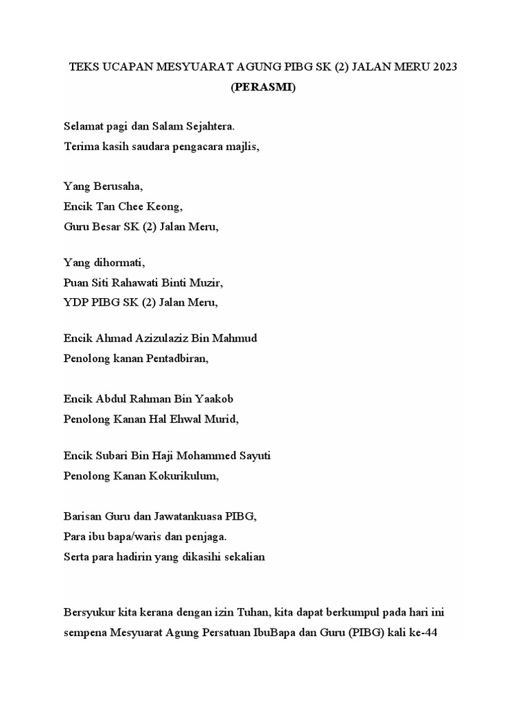 MAT Teks Ucapan Perasmi | PDF