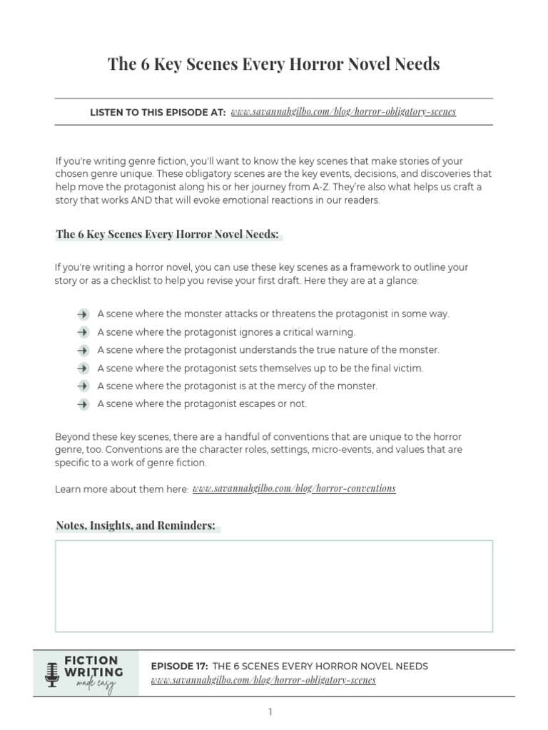 28 Horror Genre Key Scenes and Conventions | PDF | Horror Fiction