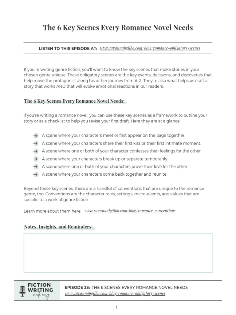 Essential Scenes for Romance Novels | PDF | Romance Novels | Romance (Love)
