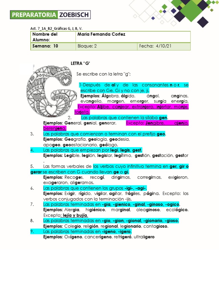 08 - B2 - Actividad - Grafías G, J, B, V | PDF | Semántica | Mecánica ...