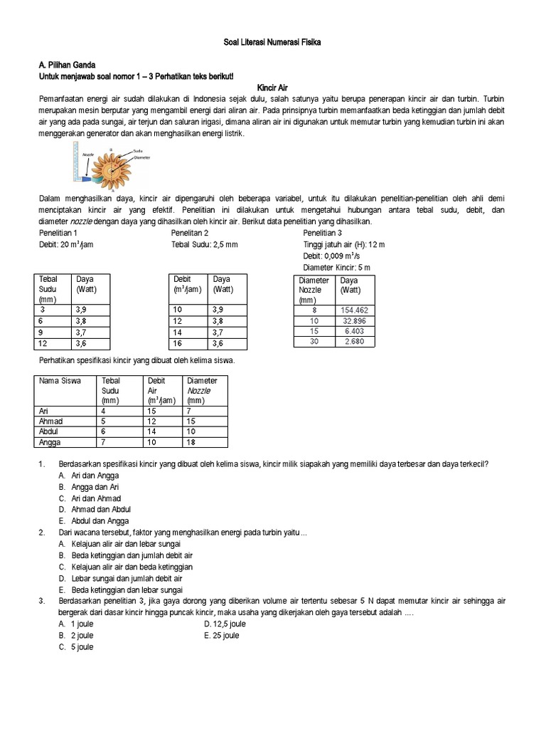 Soal Literasi Numerasi Fisika | PDF