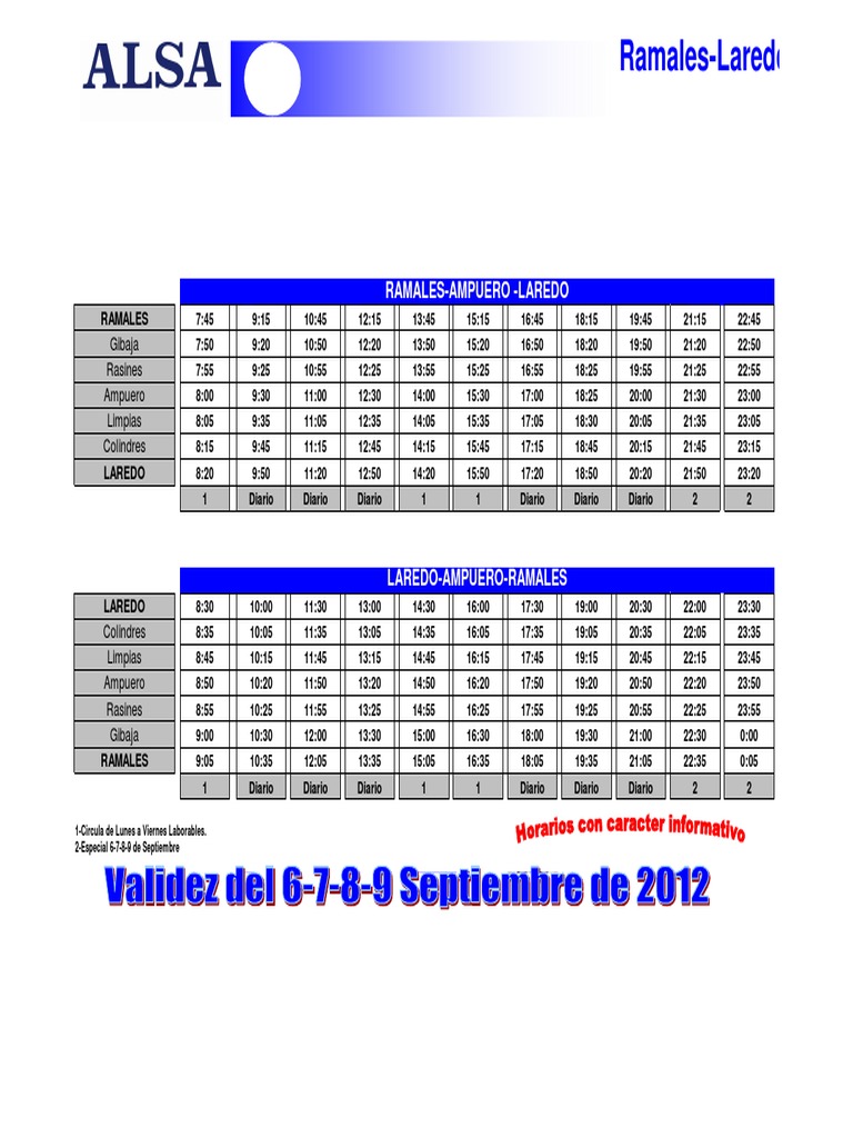 Horario Alsa | PDF | Hogar, jardinería y bricolaje | Arte