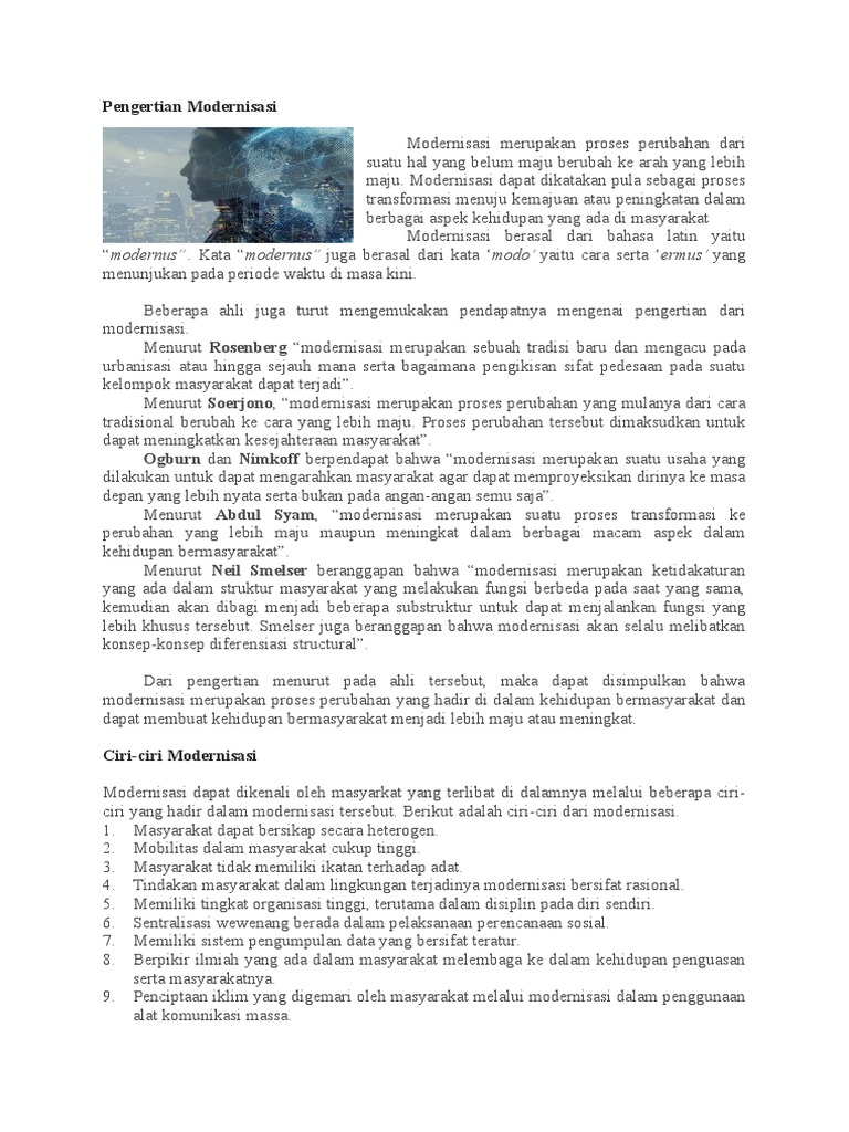Pengertian Modernisasi | PDF