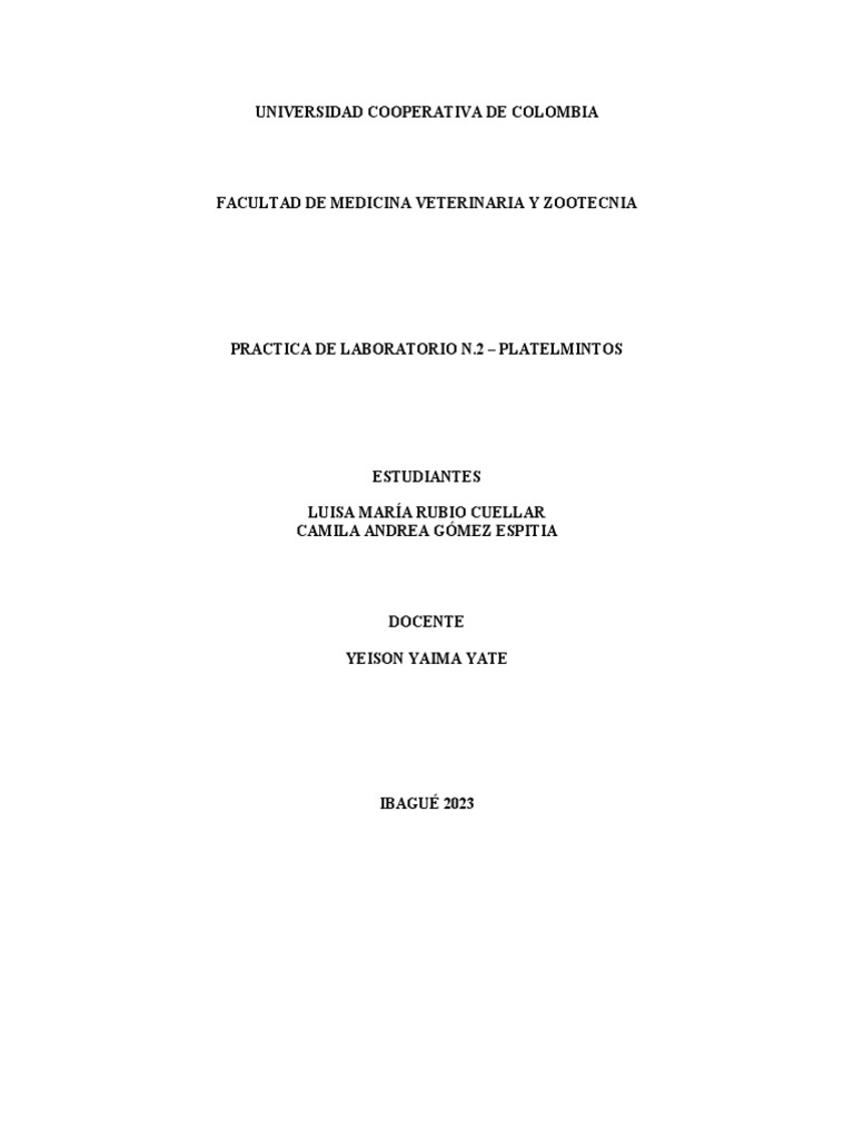 Laboratorio Platelmintos | PDF | Protostomas