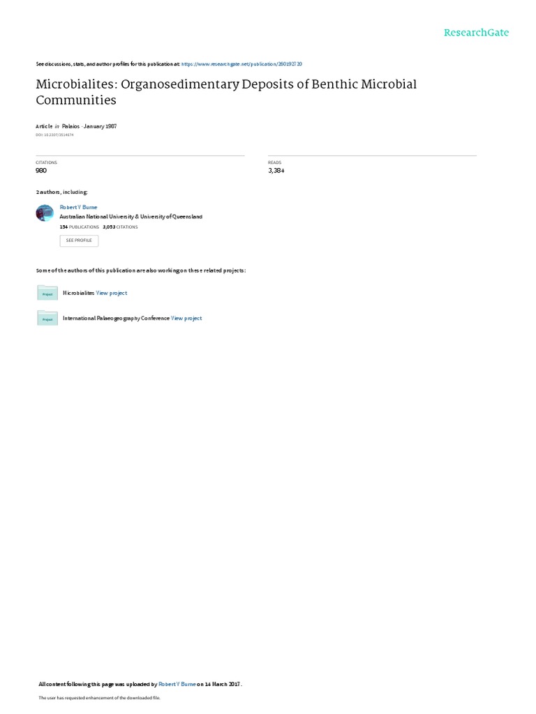 Microbialites - Organosedimentary Deposits of Benthic Microbial ...