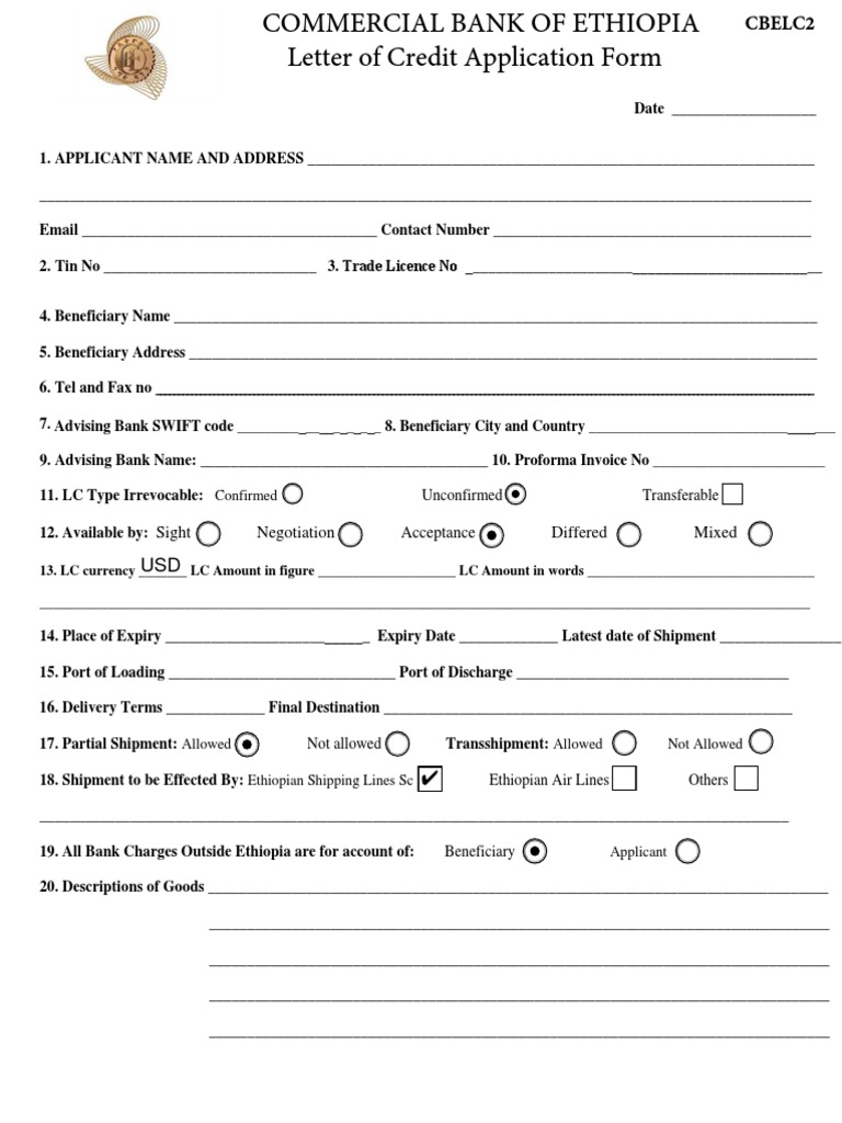 Import LC Application Form | PDF | Letter Of Credit | Cargo