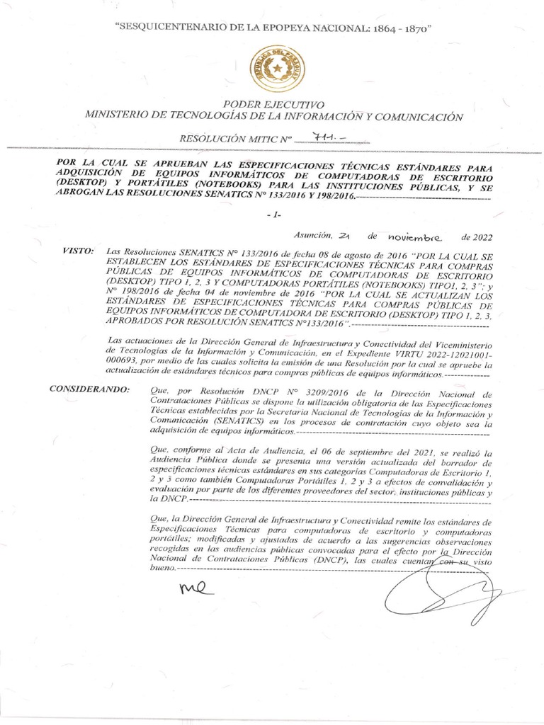 Especificaciones Técnicas MITIC 2022 | PDF | Bienes manufacturados ...