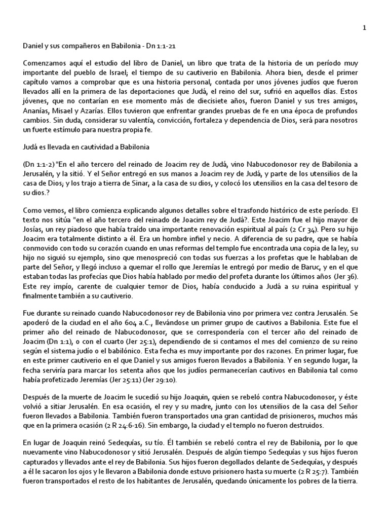 Daniel y sus compañeros en Babilonia | PDF | Daniel (figura bíblica ...