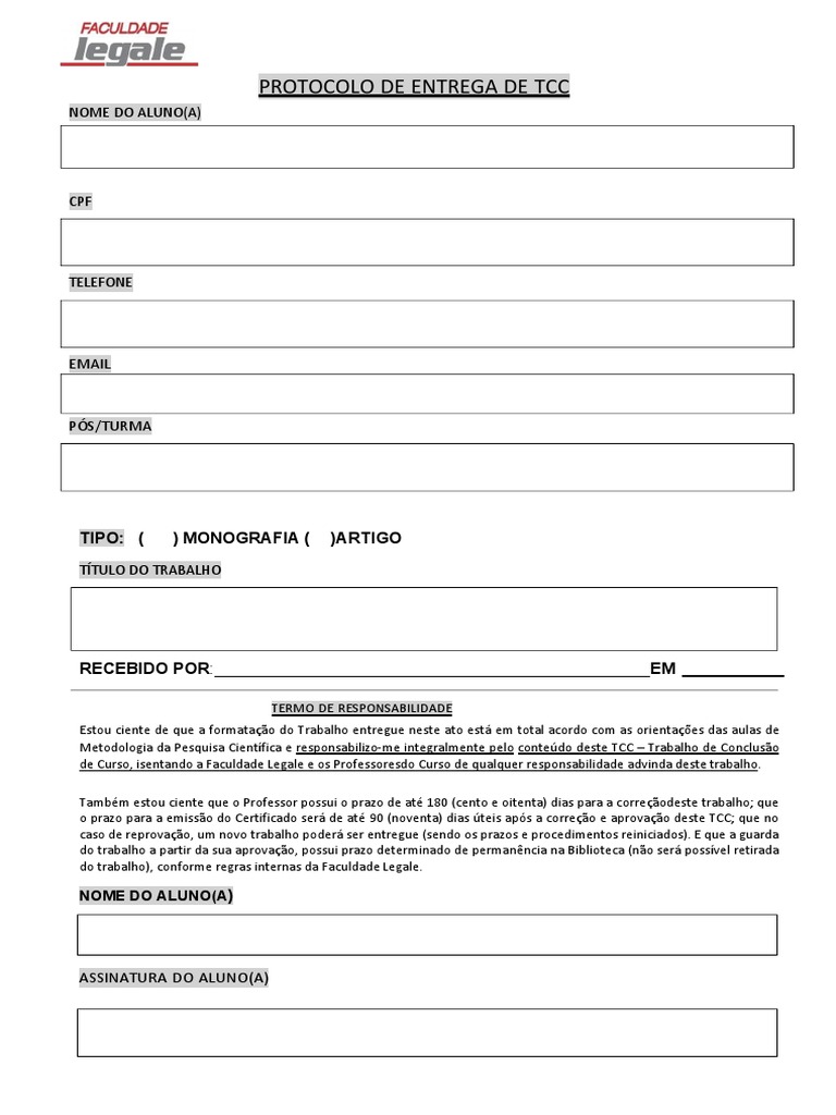 Protocolo de Entrega de TCC | PDF