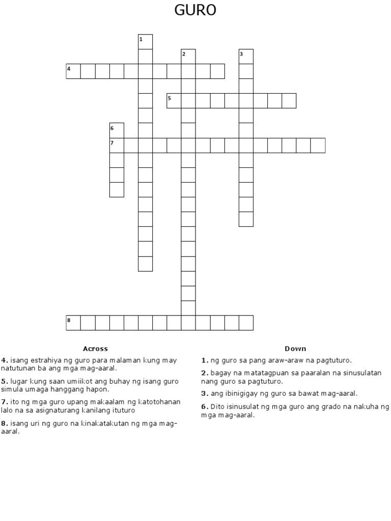 Crossword Tagalog | PDF