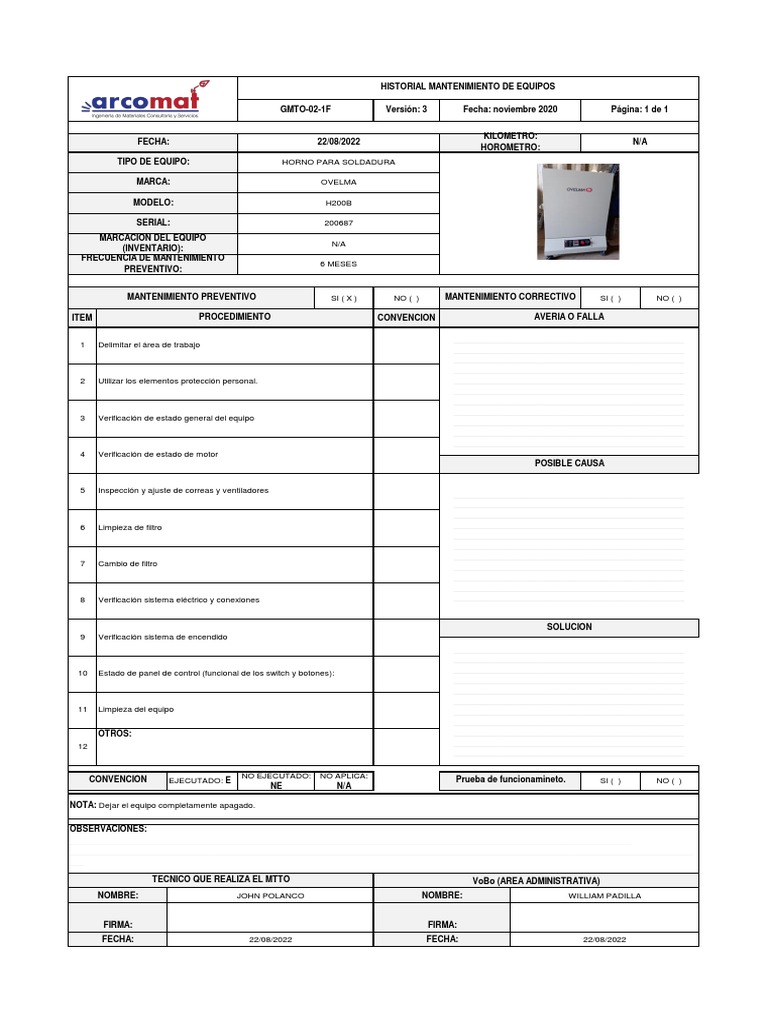 Formato Mtto-6 | PDF | Informática