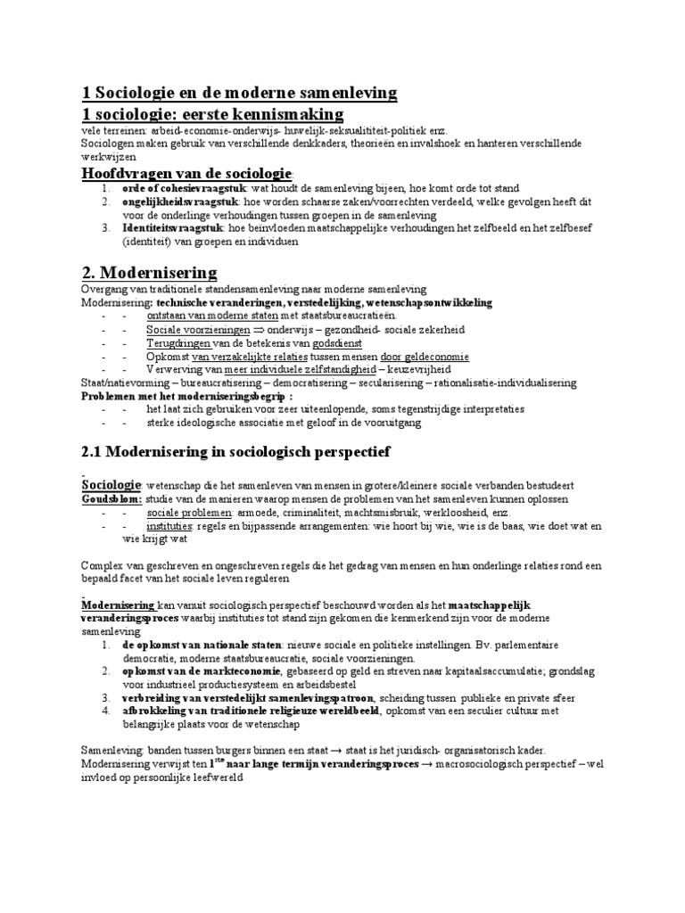 Sociologie en de Moderne Samenleving | PDF