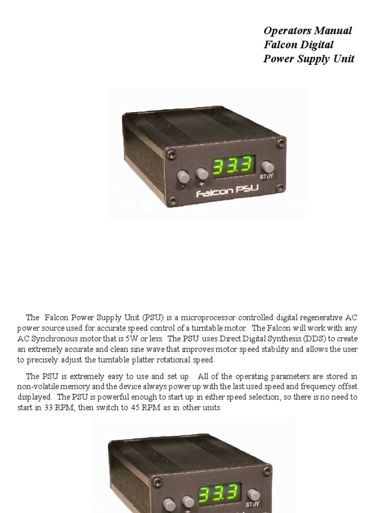 Falcon Manual | PDF | Power Supply | Electric Motor