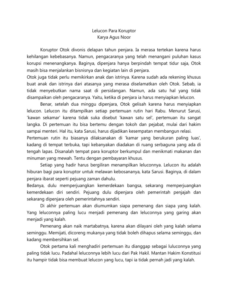 Lelucon para Koruptor Karya Agus Noor | PDF