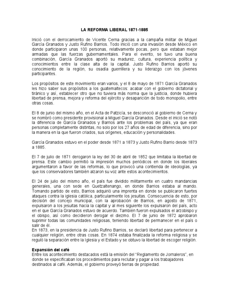 LA REFORMA LIBERAL 1871 | PDF