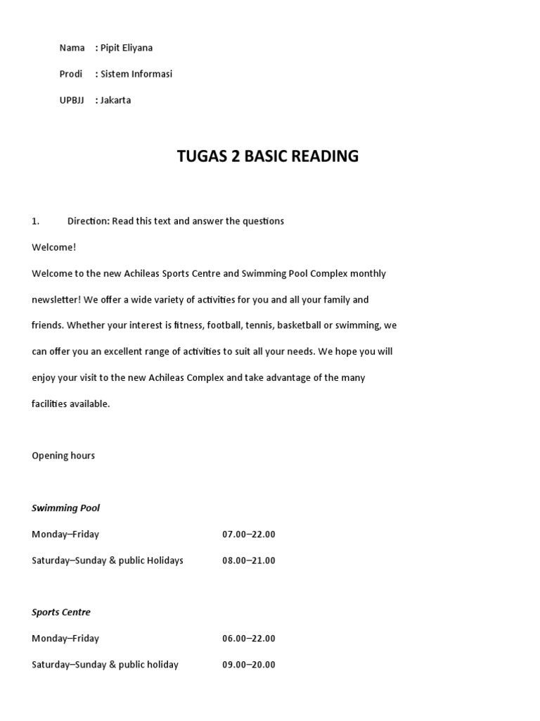 Tugas 2 Basic Reading | PDF | Physical Fitness