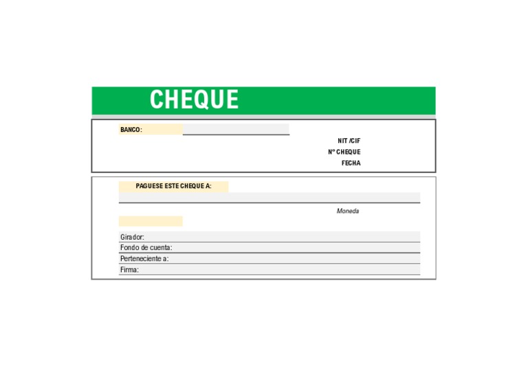 Formato de Cheque para Imprimir | PDF