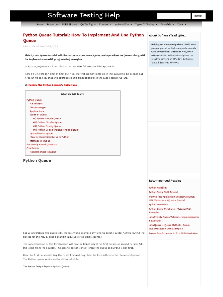 WWW Softwaretestinghelp Com Python Python Queue Tutorial | PDF | Queue ... WWW Softwaretestinghelp Com Python Python Queue Tutorial | PDF | Queue ...