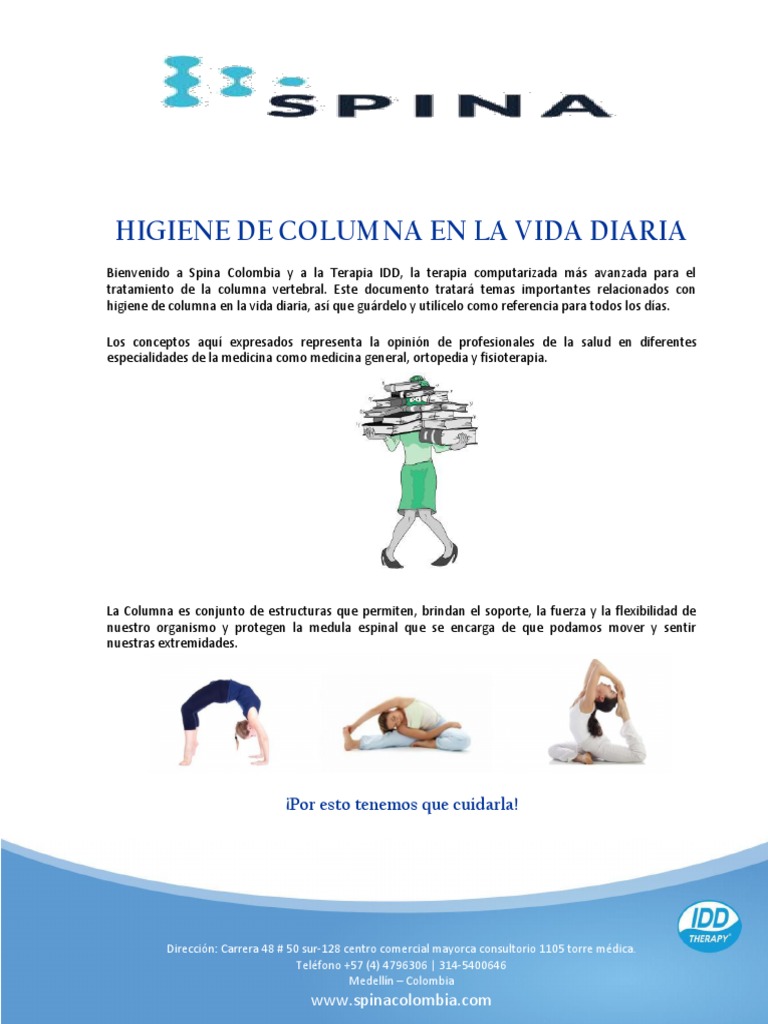 Higiene Postural Spina PDF | PDF | La columna vertebral | Dolor lumbar