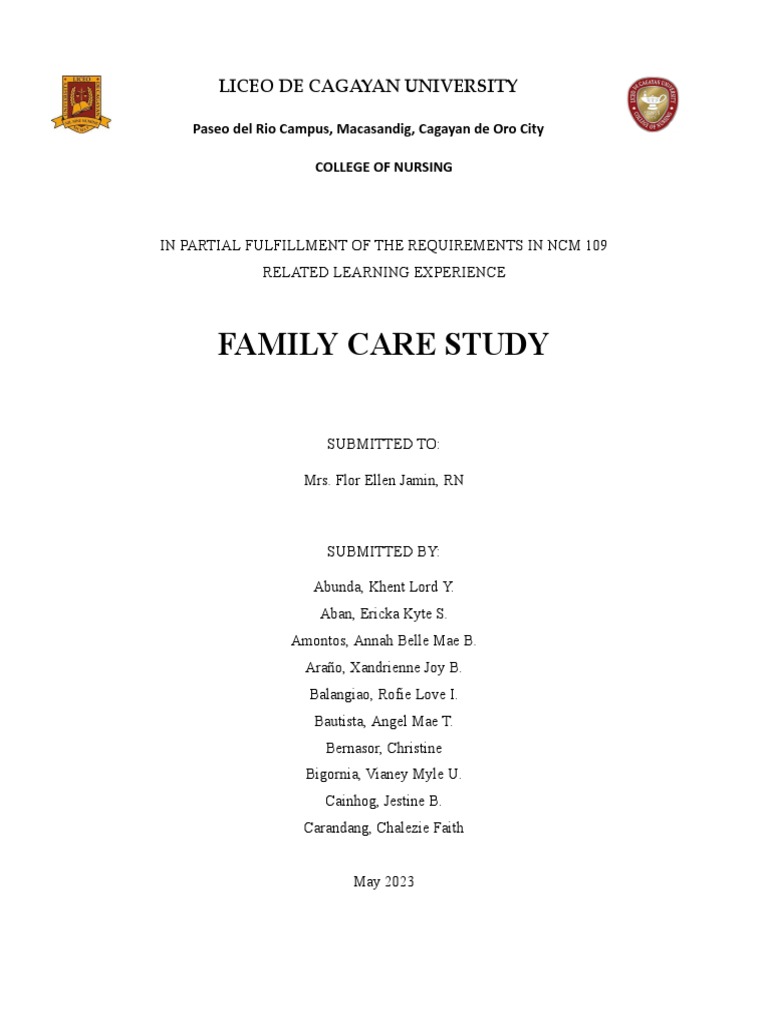 CASE PRESENTATION 2nd Sem FINALS Family Care Study | PDF | Nursing ...