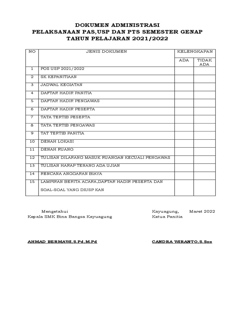 Dokumen Administrasi | PDF