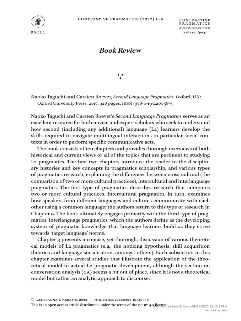 Second Language Pragmatics Written by Naoko Taguch | PDF | Second ...